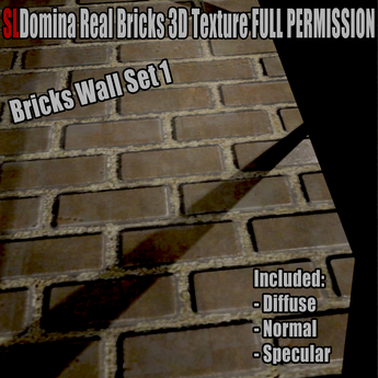 Second Life Marketplace - [FP] SLDomina Professional 3D real Bricks Texture set. 1 - Full Perm ...